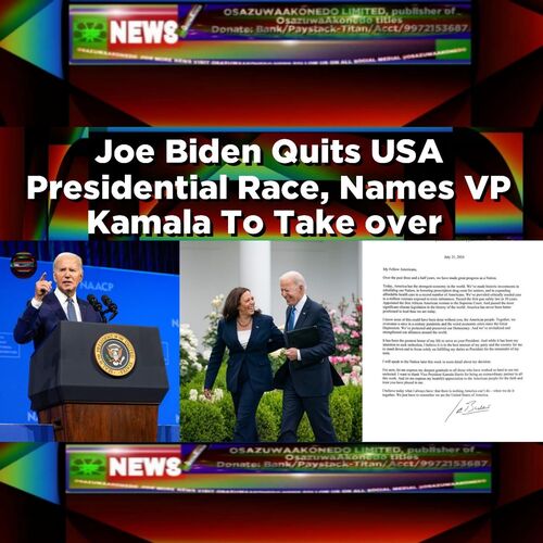 Joe Biden Quits USA Presidential Race, Names VP Kamala To Take Over ...